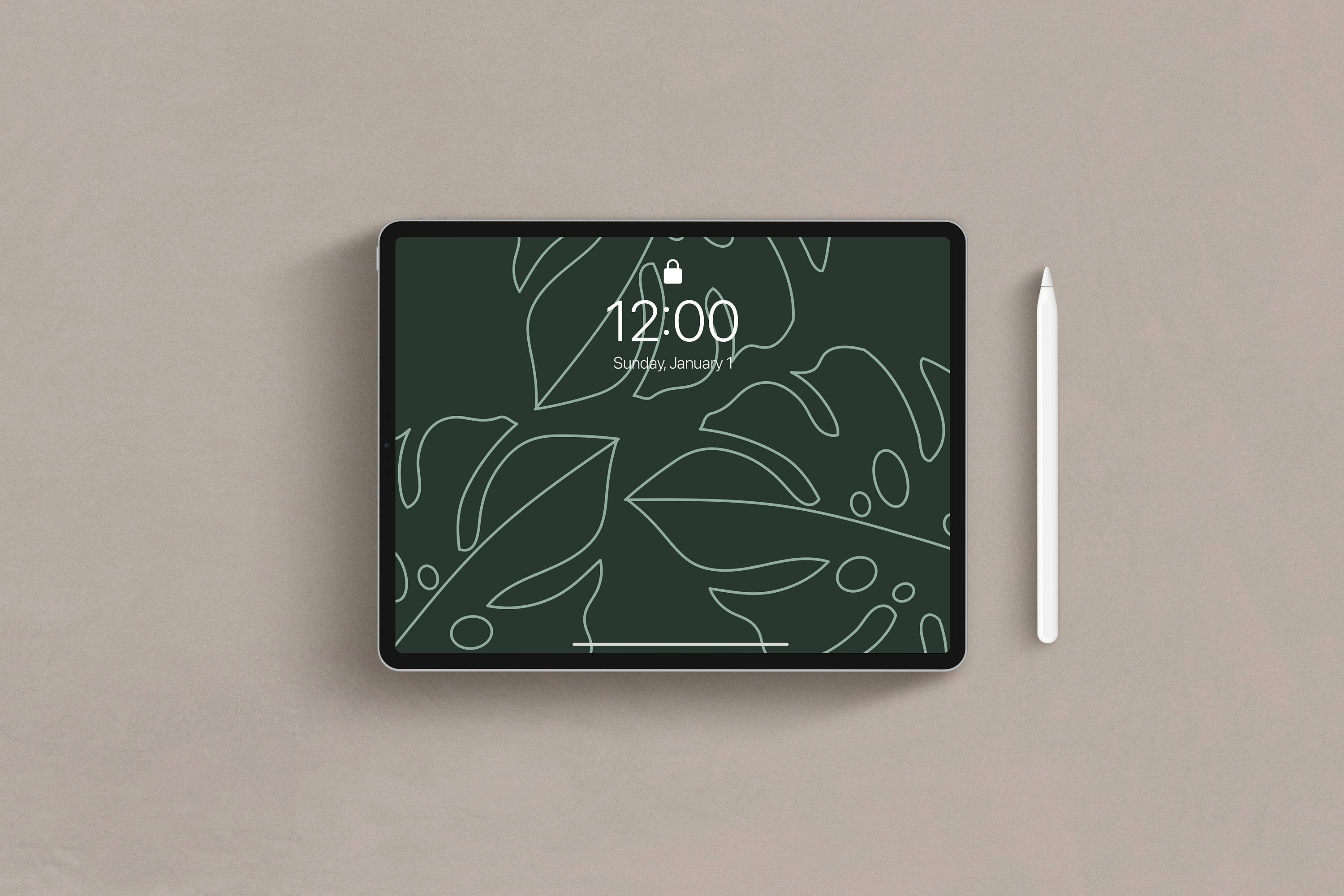 Dark Green Monstera Leaf iPad Wallpaper, Modern Aesthetic Tablet ...