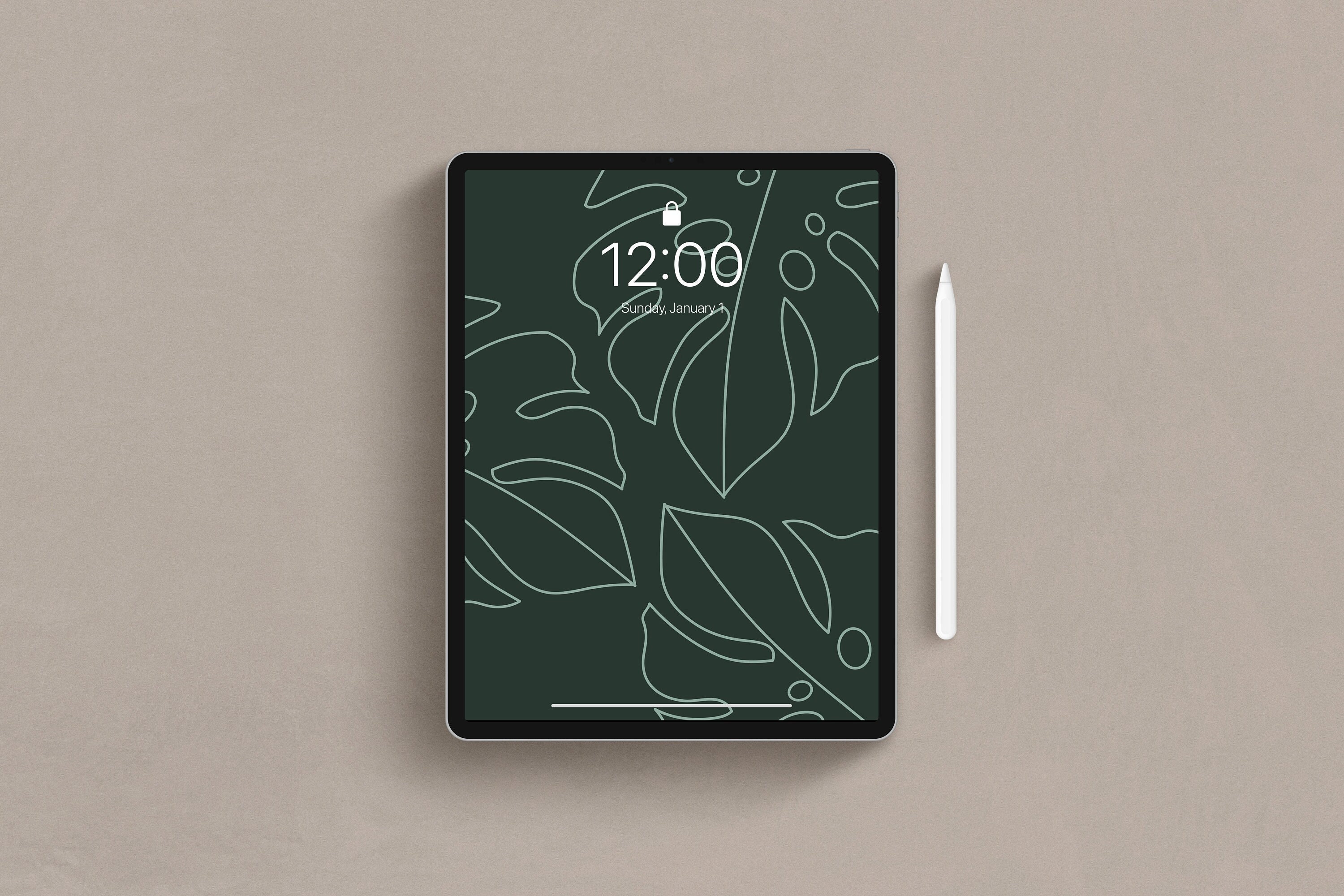 Dark Green Monstera Leaf iPad Wallpaper, Modern Aesthetic Tablet ...