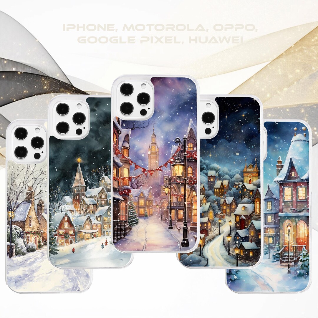 Christmas Village Town Whimsical Winter Cute Festive Holiday Phone Case ...