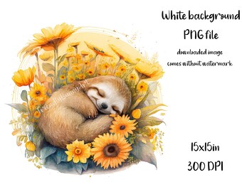 Watercolor Sloth PNG Sublimation Download Cute Animal Digital - Etsy