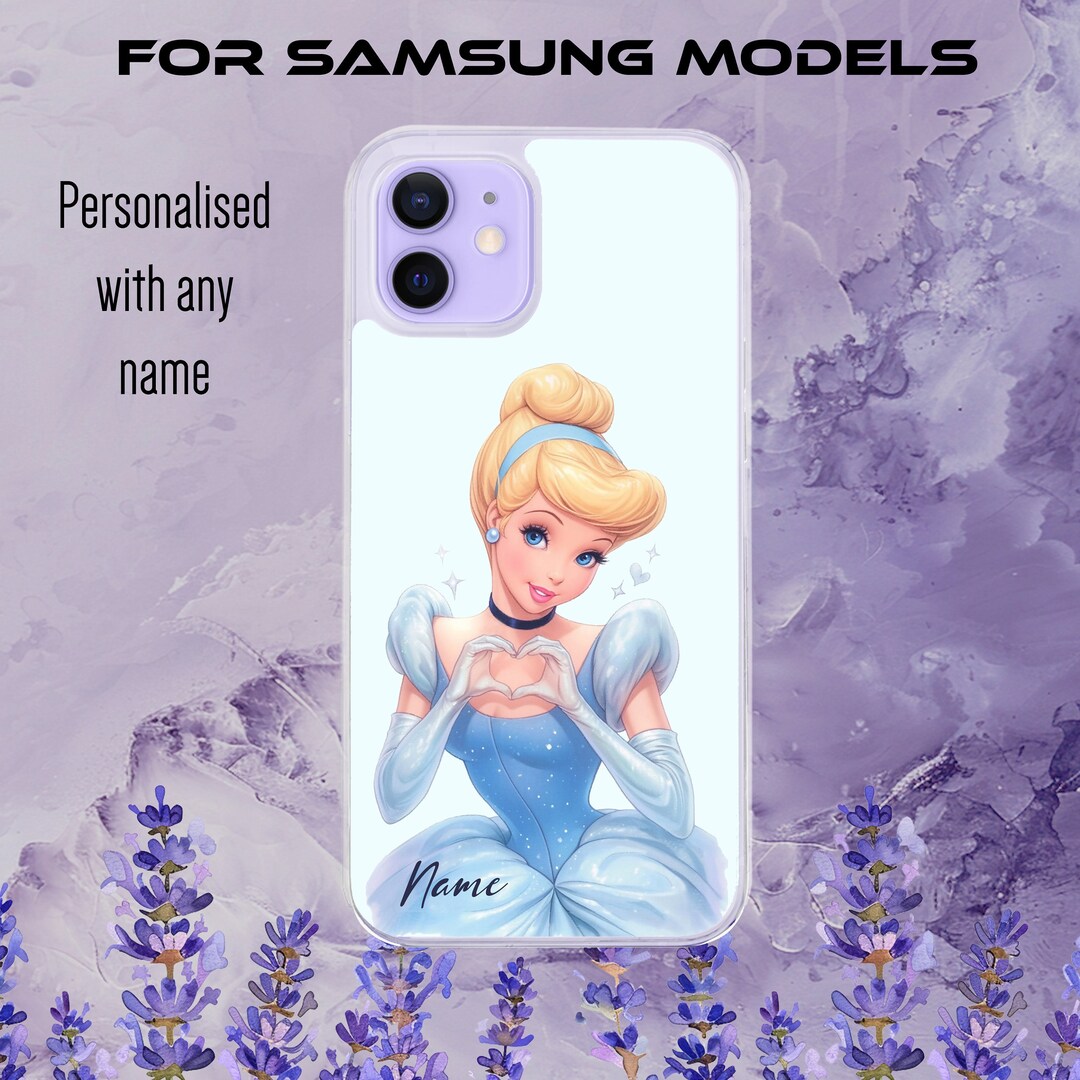 Personalised Cinderella Princess Heart Blue Phone Case for Samsung ...