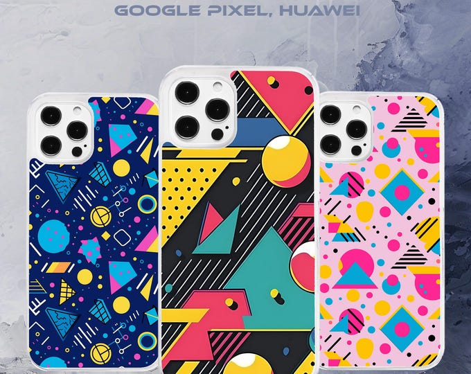 80s Pattern, 90s, Geometric Pattern, Colourful Retro Phone Case for ...