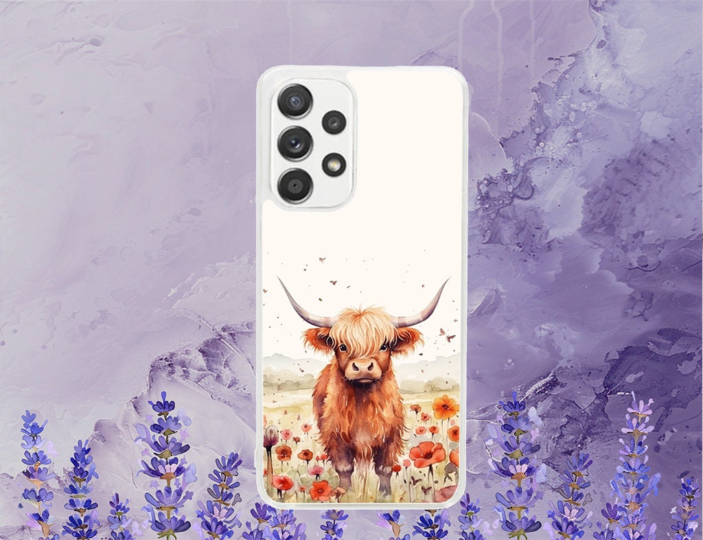 Watercolour Highland Cow Flower Field Phone Case for Samsung Models - Etsy