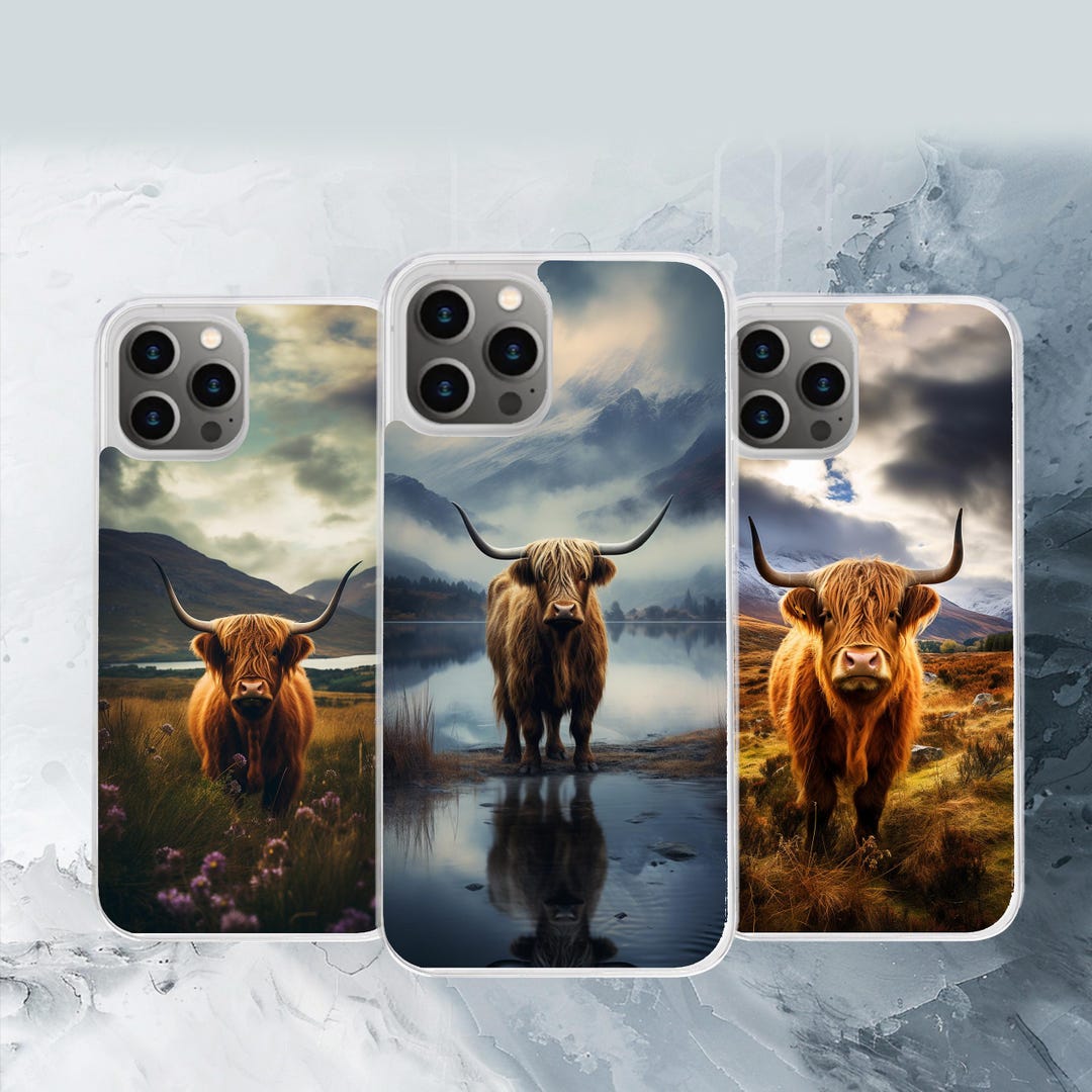 Highland Cow Mountains Field Nature Meadow Phone Case for Iphone ...