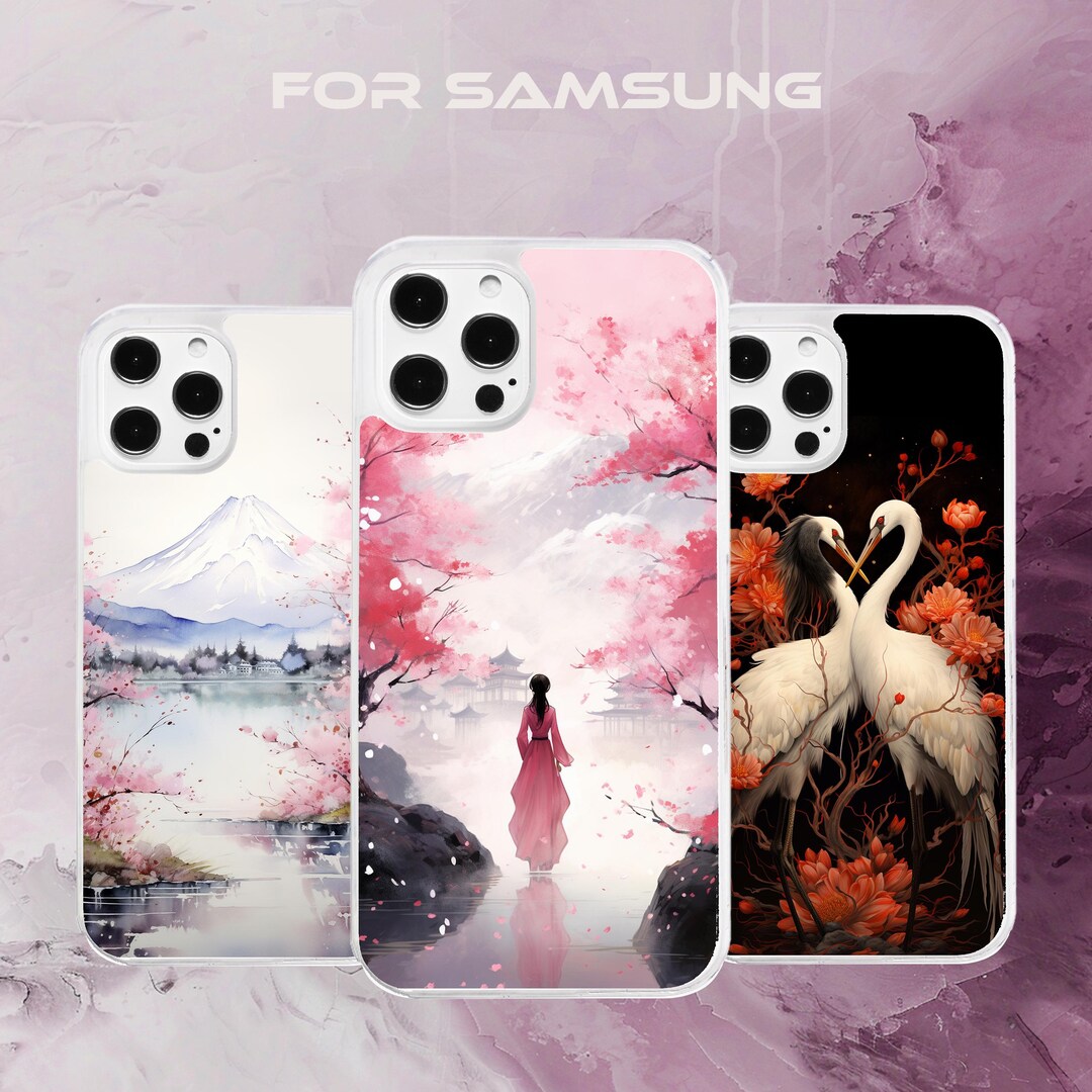 Japan Sakura Geisha Mount Fuji Cranes Watercolour Phone Case for ...
