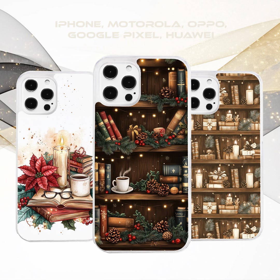 Christmas Bookcase Bookish Fairy Lights Books Coffee Bookshelf Bookworm ...