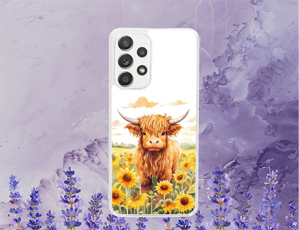 Watercolour Highland Cow Flower Field Phone Case for Samsung Models - Etsy