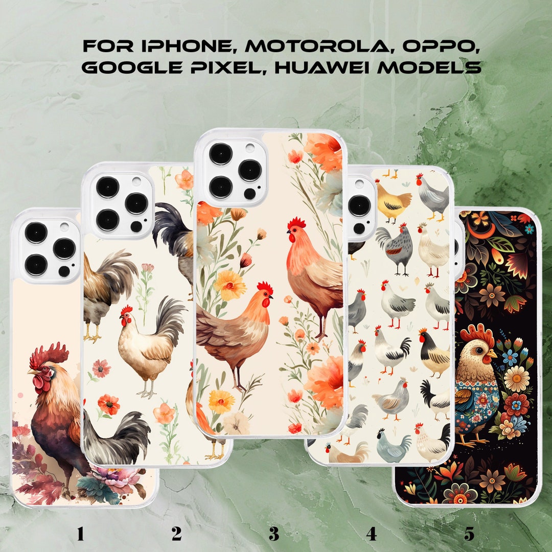 Hen Rooster Floral Pattern Cute Watercolour Phone Case for Iphone ...