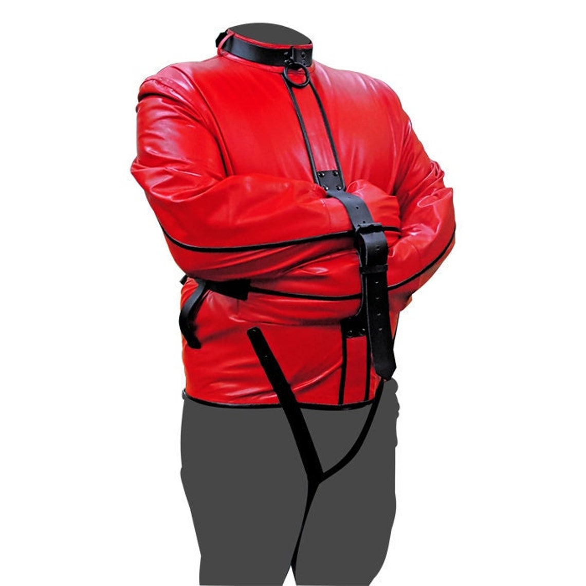Men Leather Straitjacket Red Color With Black Piping - Etsy