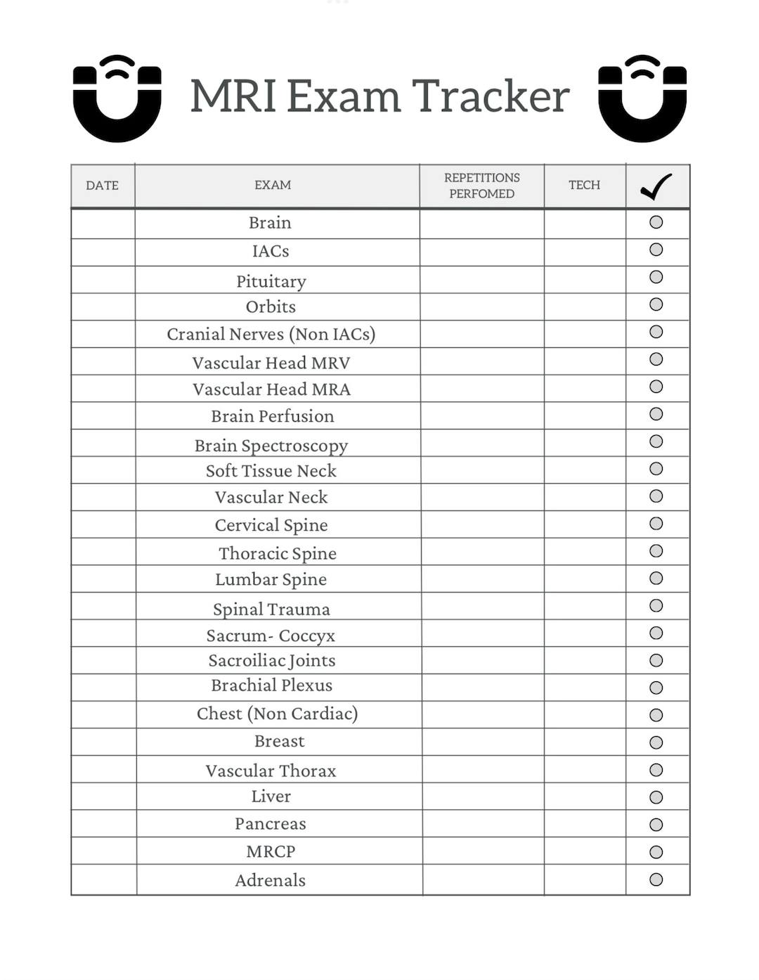 MRI Exam Tracker - Etsy