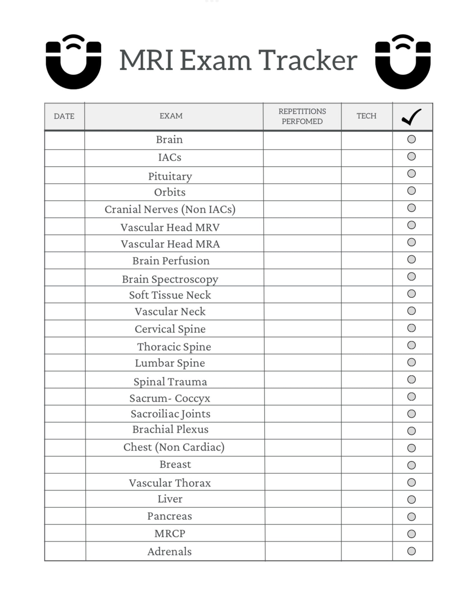 MRI Exam Tracker - Etsy