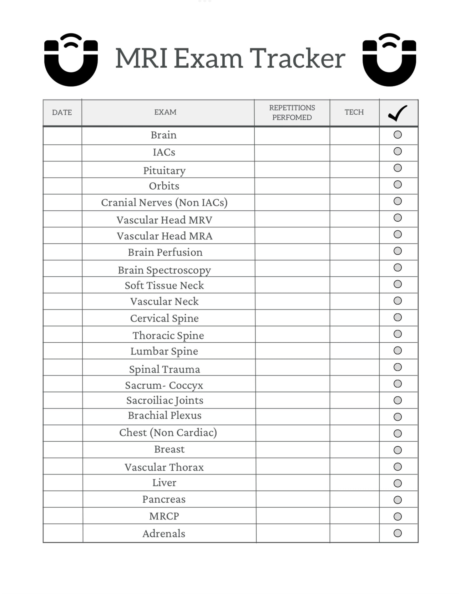 MRI Exam Tracker - Etsy
