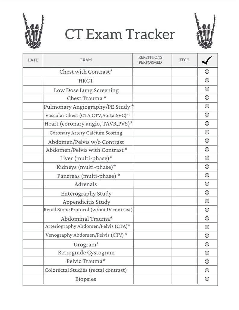 CT Exam Tracker - Etsy