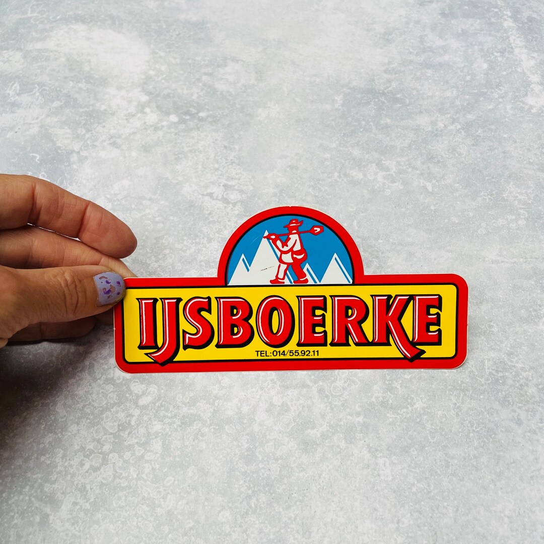 Vintage Retro Ijsboerke Sticker, Retro Ice Cream Sticker, Retro Decal ...