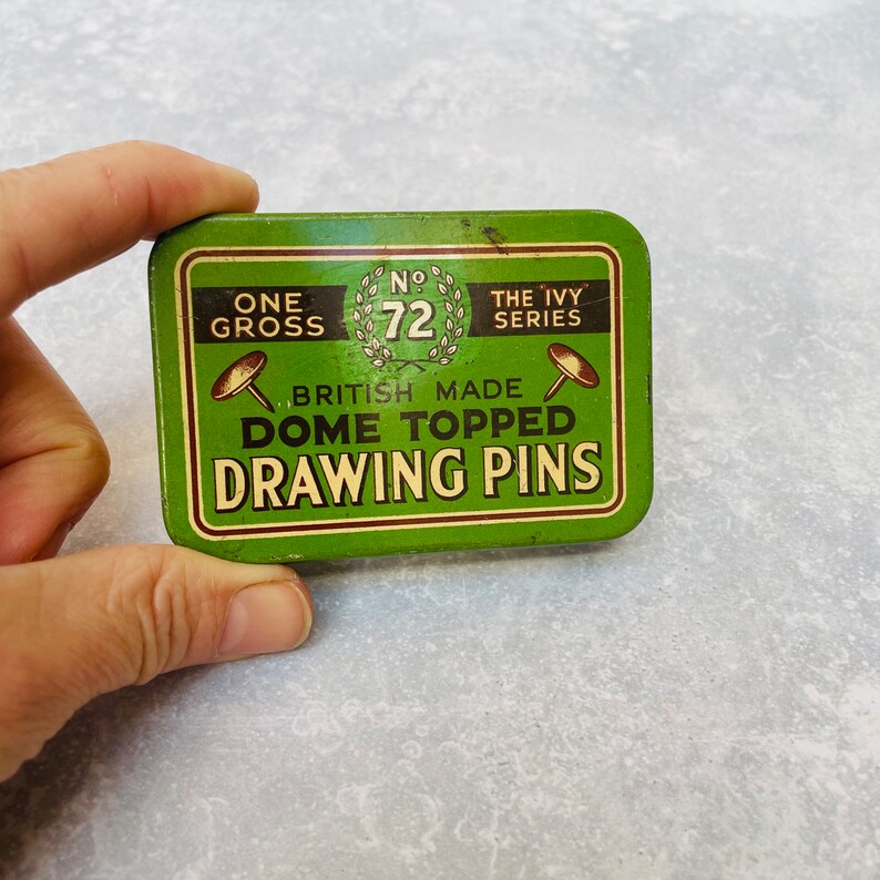 Vintage British Made Dome Drawing Pins Tin Vintage - Etsy