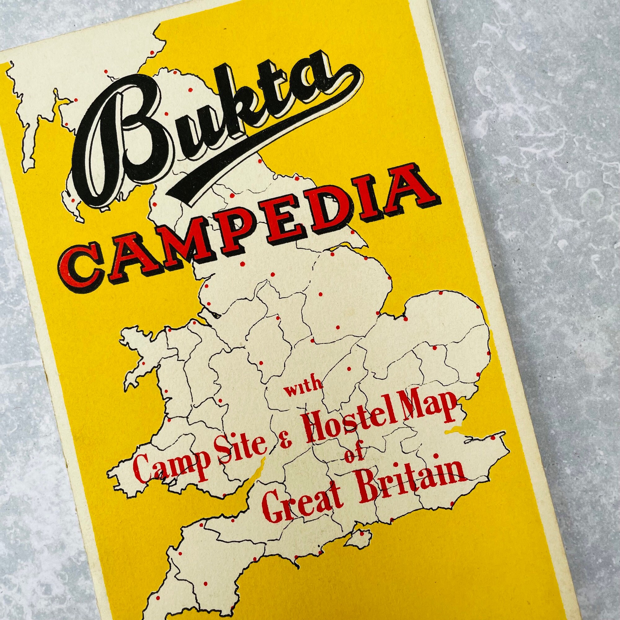 Vintage Campsite and Hostel Map of Great Britain, Bukta Campedia 1952 ...
