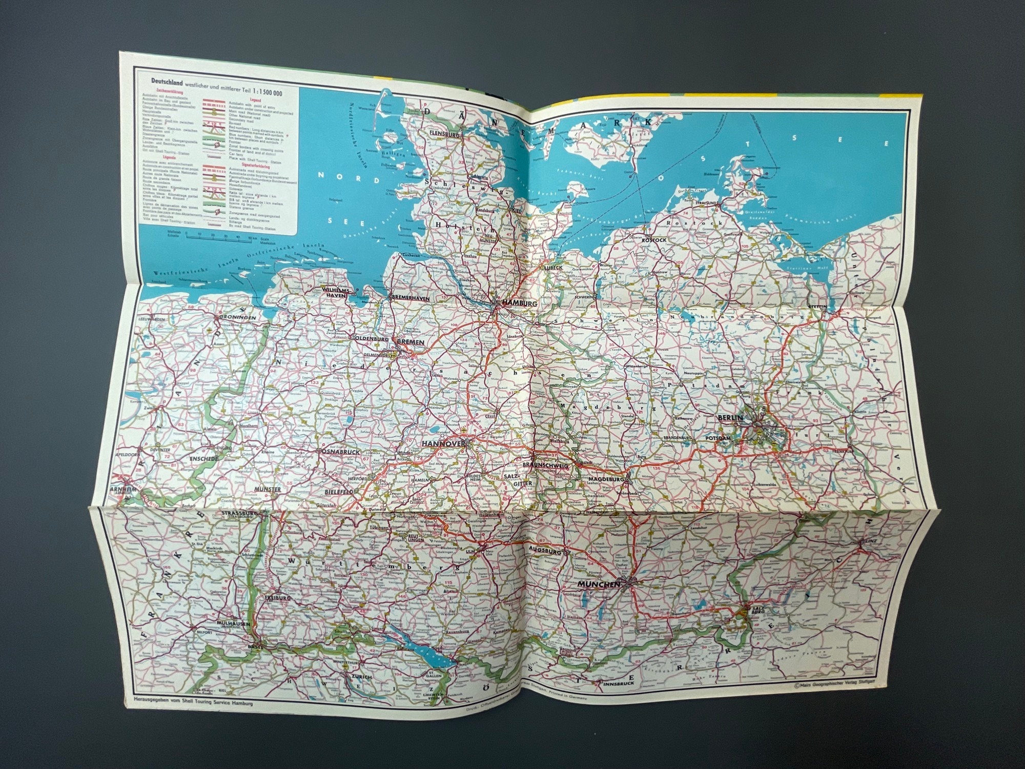 Vintage Shell Map of Germany 1950's Map - Etsy