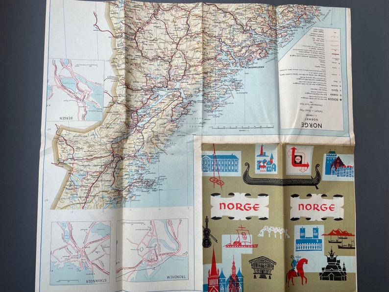 Vintage Shell Map of Norway, 1950's Map - Etsy