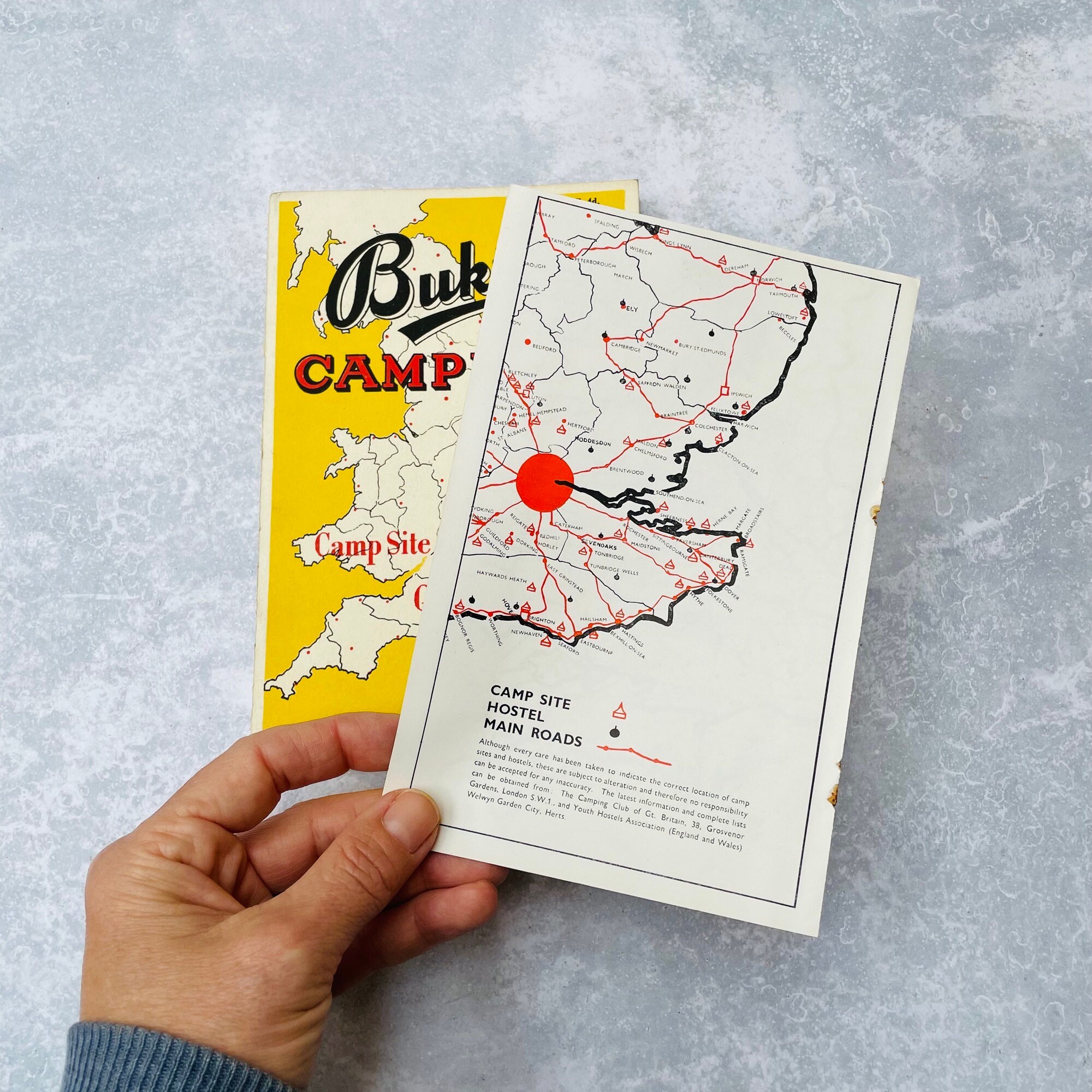 Vintage Campsite and Hostel Map of Great Britain, Bukta Campedia 1952 ...