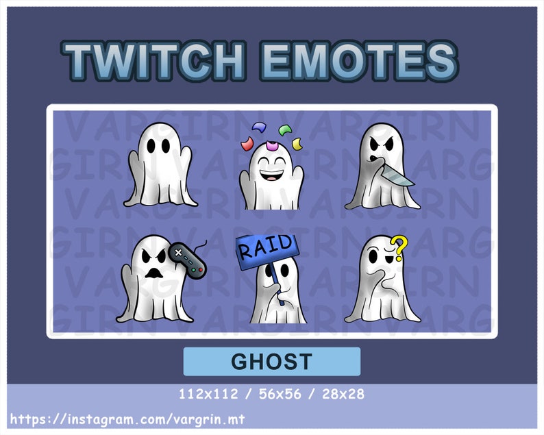 Ghost Spooky Witchy Emotes for Twitch Gaming, Controller, Confused ...
