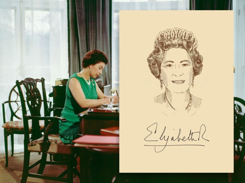 Her Majesty Queen Elizabeth II Signature Signed Museum Quality Etching ...