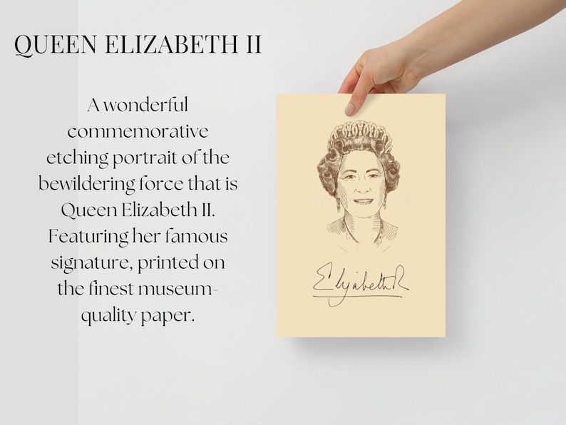 Her Majesty Queen Elizabeth II Signature Signed Museum Quality Etching ...