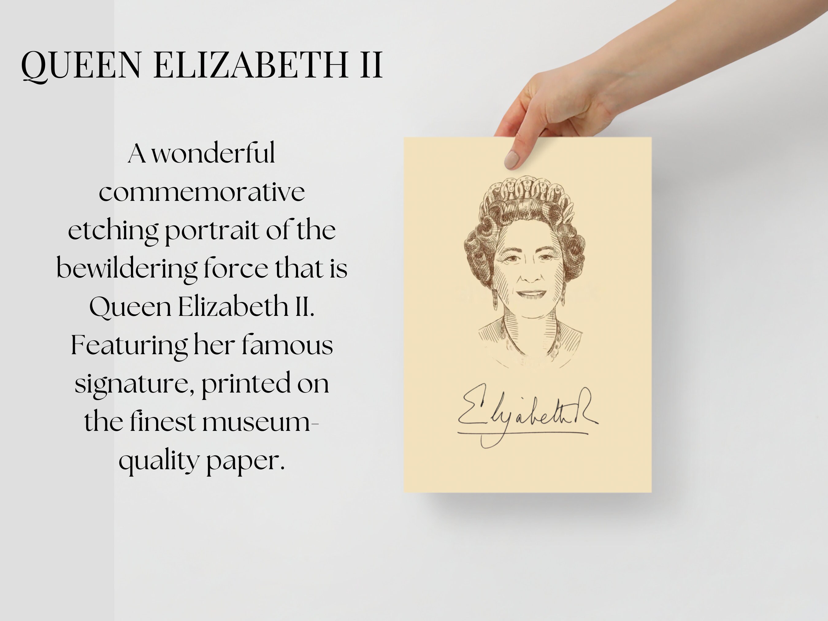 Her Majesty Queen Elizabeth II Signature Signed Museum Quality Etching ...