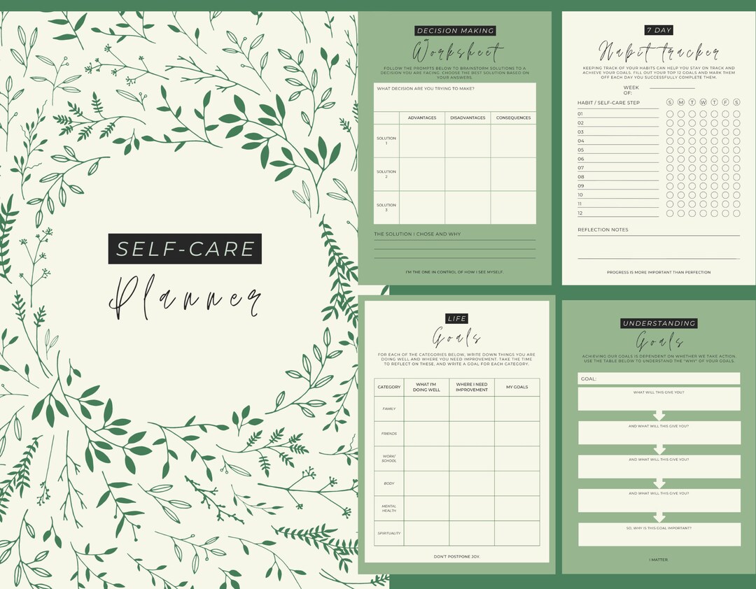 Self Care Journal Digital Self Awareness Daily Monthly Weekly Planner ...