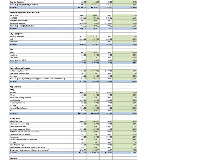 Detailed Monthly Budget Spreadsheet: Customizable Household Finance ...