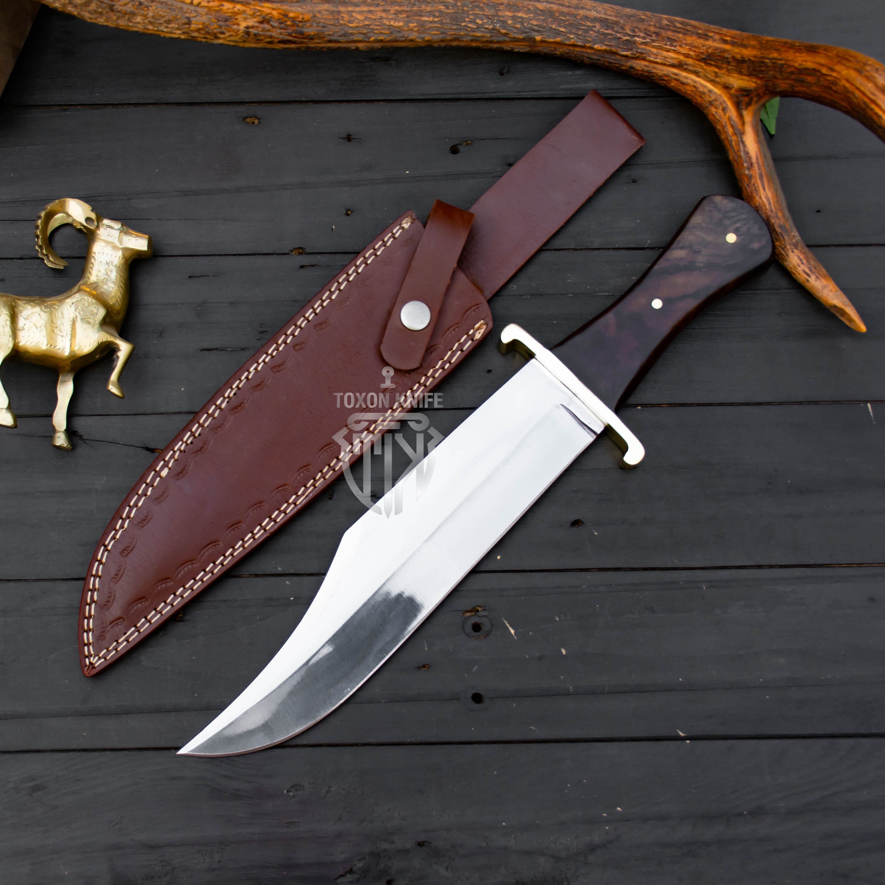 Custom Bowie Knife| Mirror Polish Handmade Hunting Knife | Personalized ...