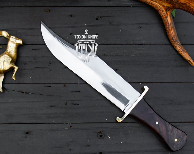 Custom Bowie Knife| Mirror Polish Handmade Hunting Knife | Personalized ...