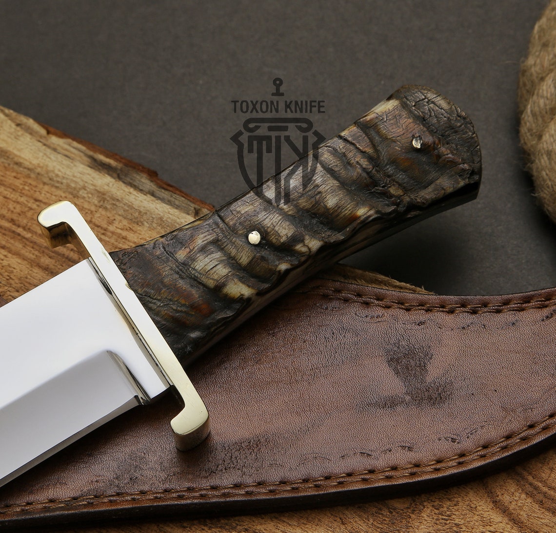 Custom Bowie Knife Hunting Knife With Mirror Polish Forged - Etsy