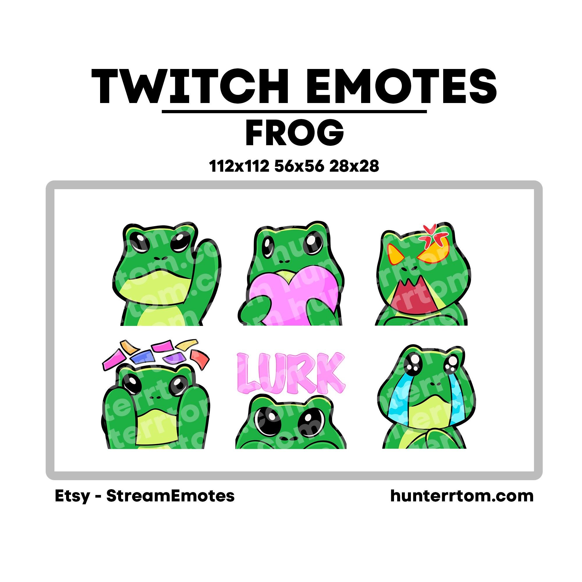 Kawaii Frog Emotes for Streaming 112x112, 56x56, 28x28 - Twitch ...
