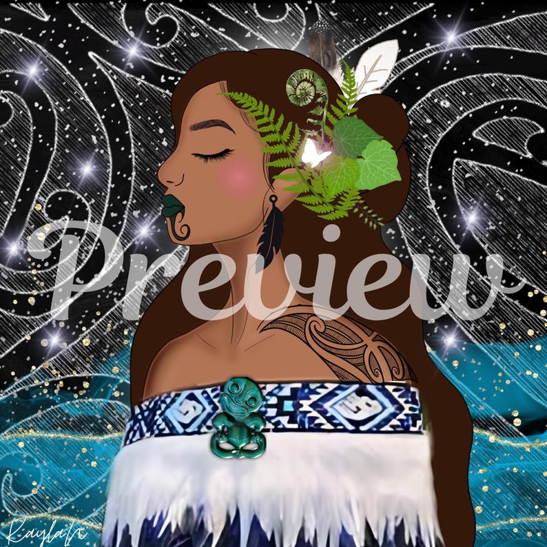 Māori Woman With Matariki Stars Digital Art Print | Indigenous New ...