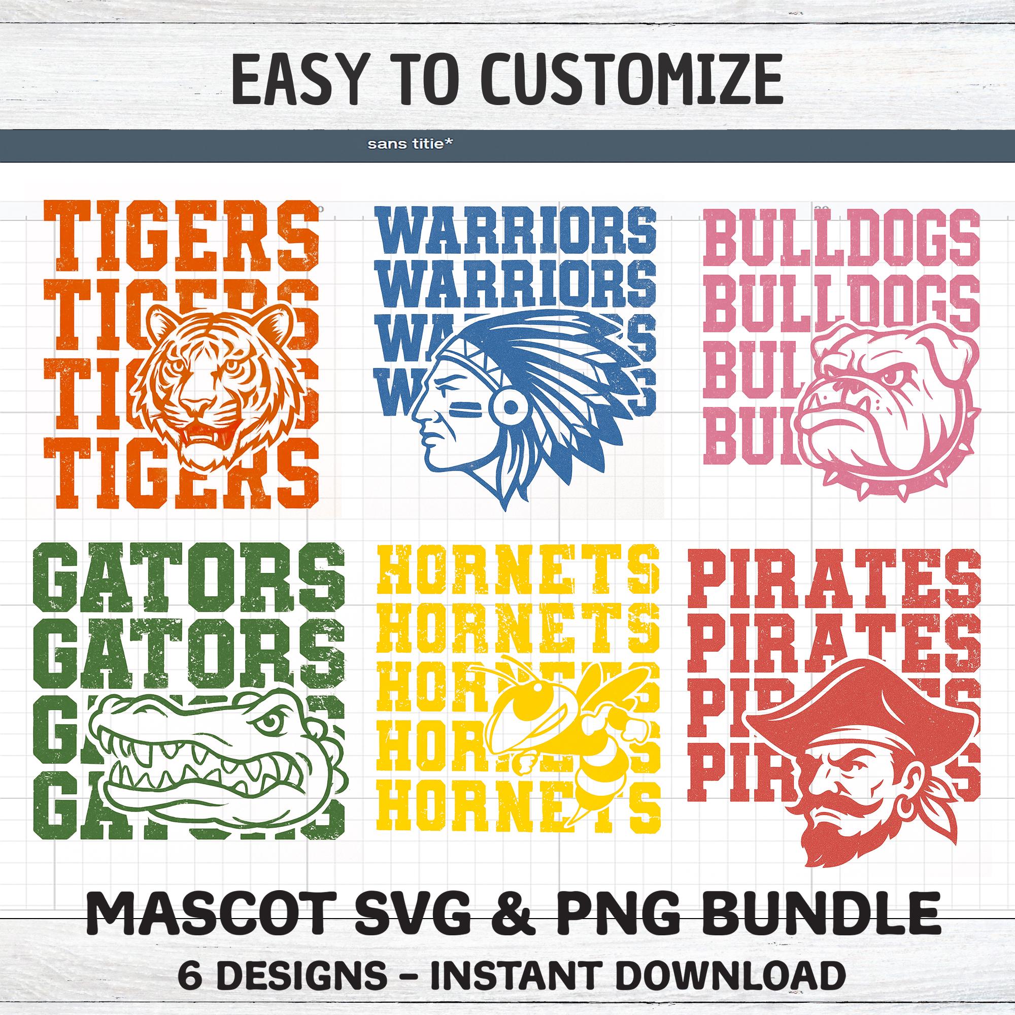 Mascot SVG Bundle: School Spirit Designs for Sublimation (PNG, SVG) - Etsy