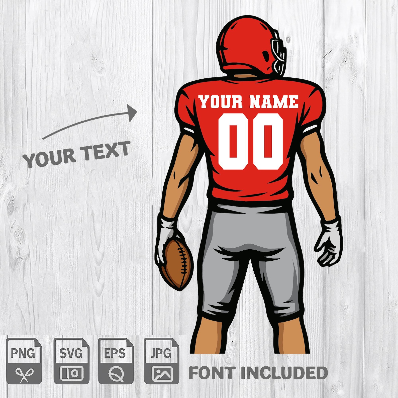 Custom Football Player SVG: Layered Custom Football SVG, Football ...