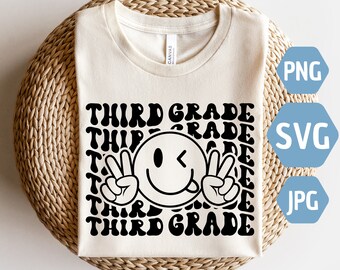 Third Grade Smiley Face Svg - Etsy