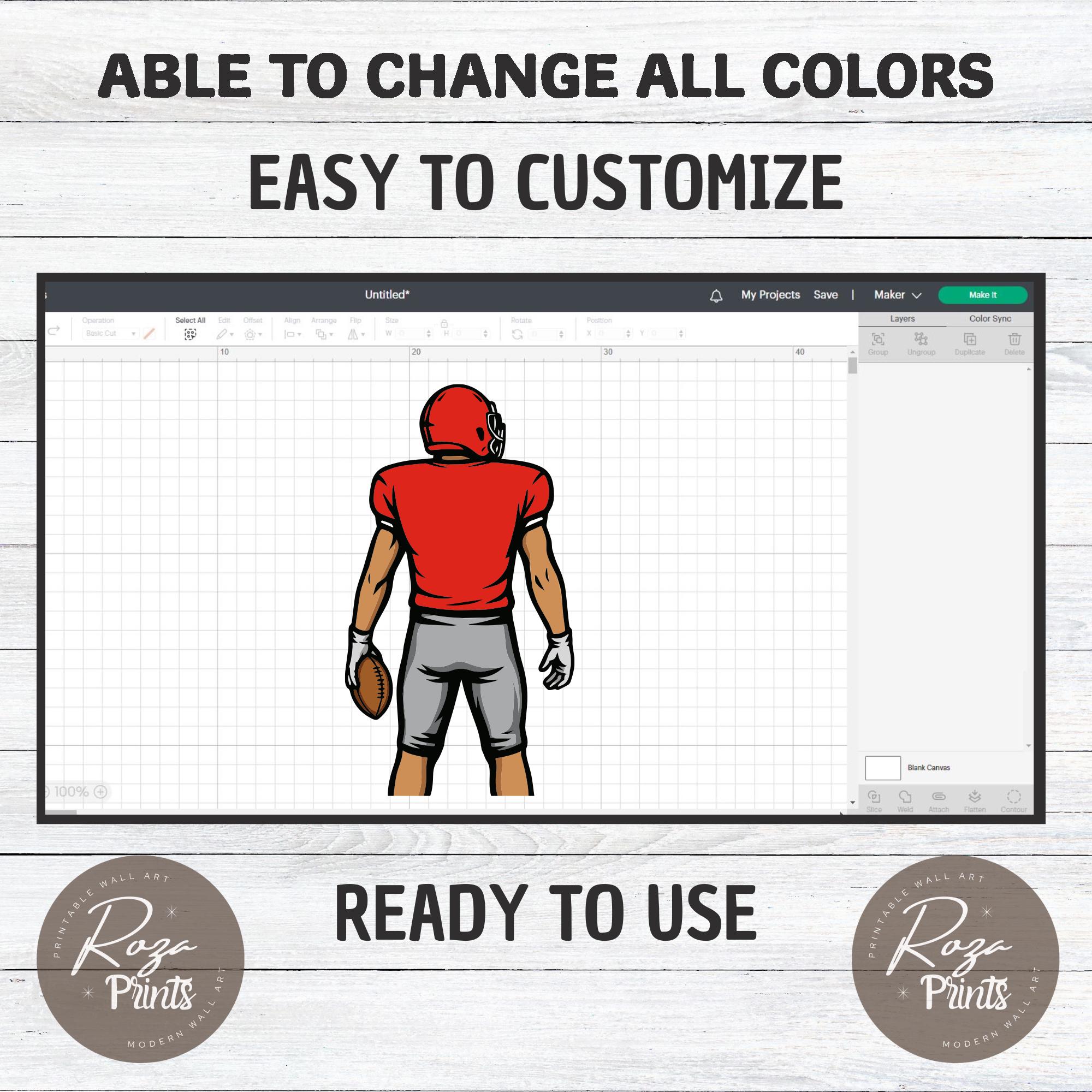 Custom Football Player SVG: Layered Custom Football SVG, Football ...