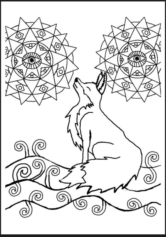 Fox Printable Coloring Page - Etsy