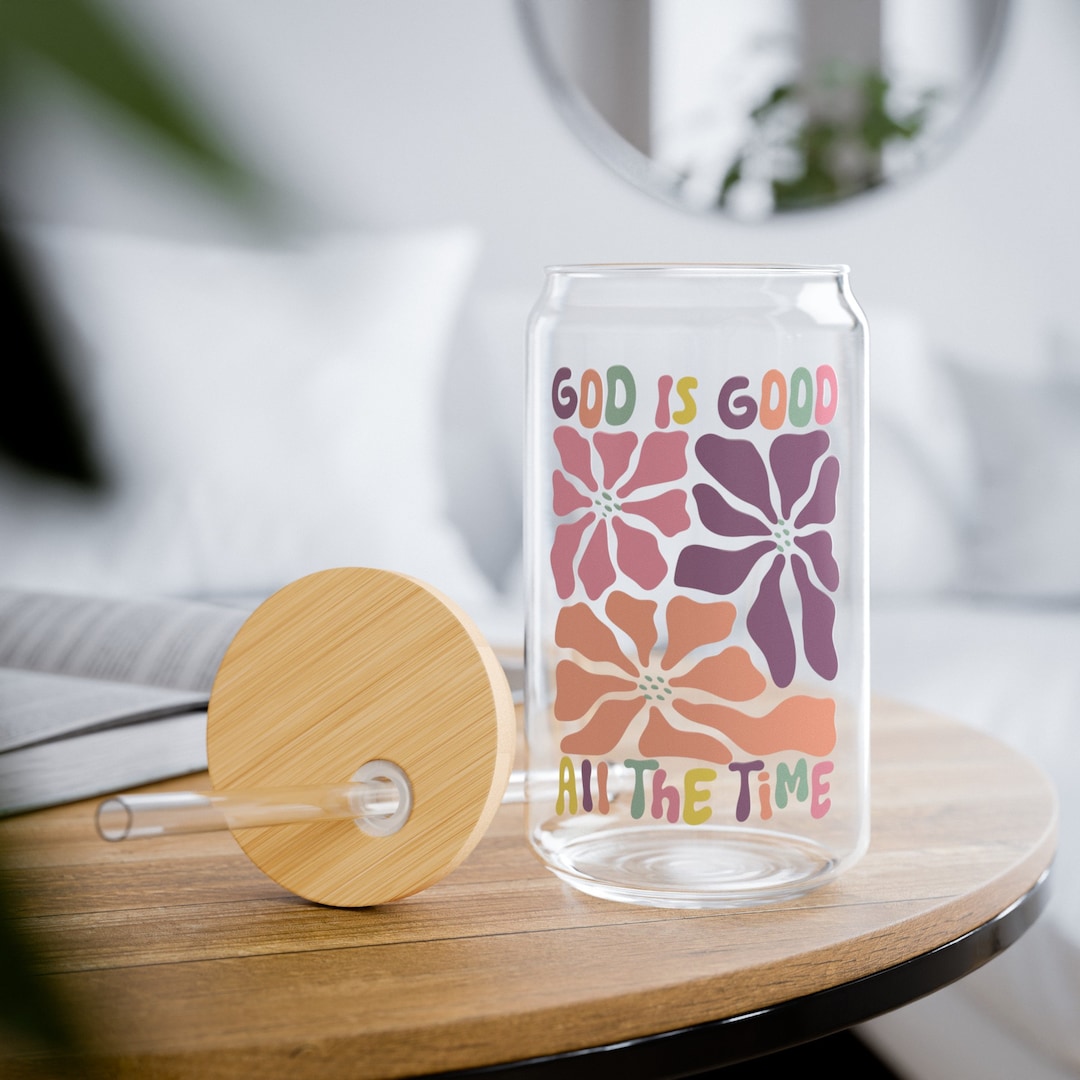 Christian Tumbler Glass 16oz Sipper Glass With Bamboo Lid Religious ...