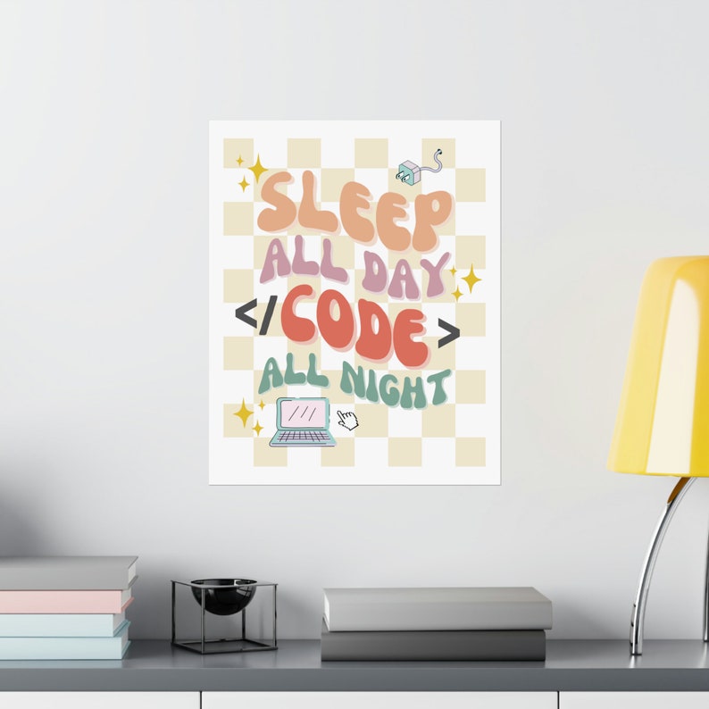 Retro Coding Poster Software Developer T For Coder Poster Groovy Coder Wall Art Programmer