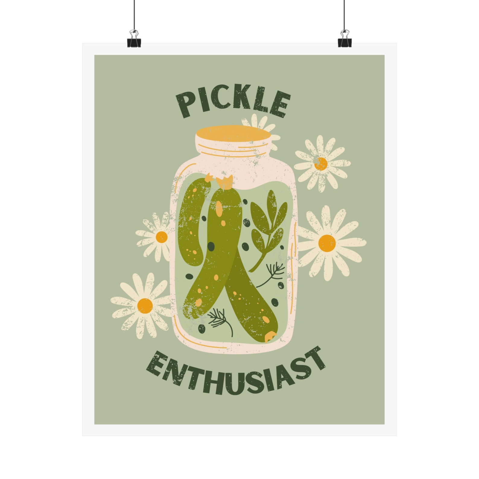Pickle Poster for Pickle Lover Gift Funny Pickle Print Floral Pickles Poster Pickle Gift ...
