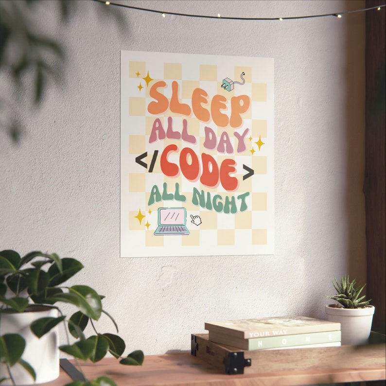 Retro Coding Poster Software Developer T For Coder Poster Groovy Coder Wall Art Programmer
