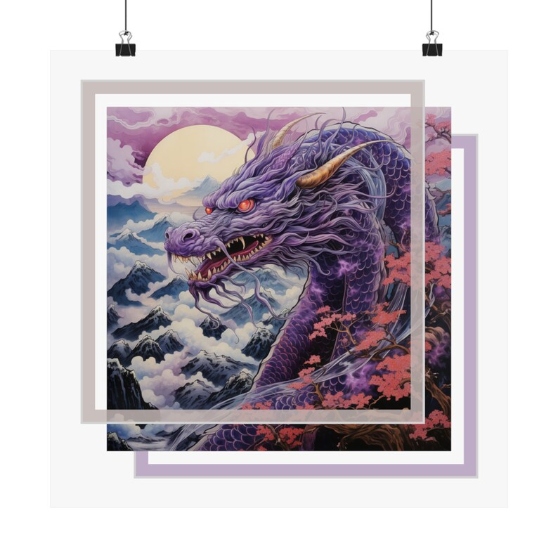 Japanese Dragon Poster Fantasy Dragon Wall Decor Japanese Retro Wall ...