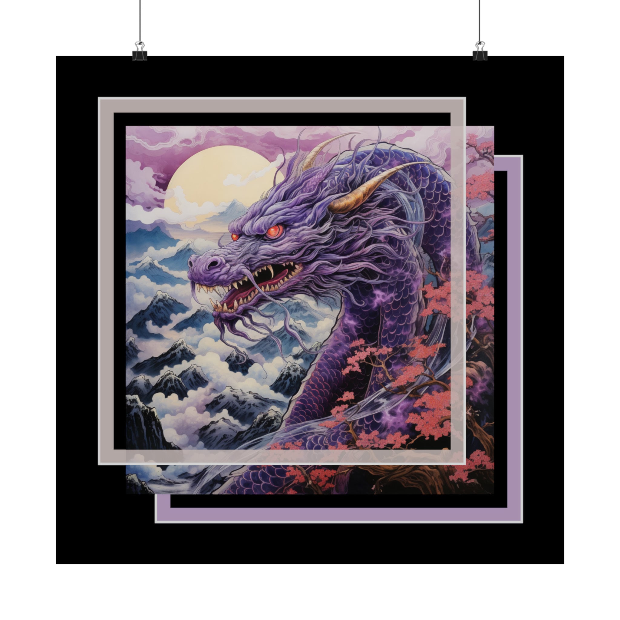 Japanese Dragon Poster Fantasy Dragon Wall Decor Japanese Retro Wall ...