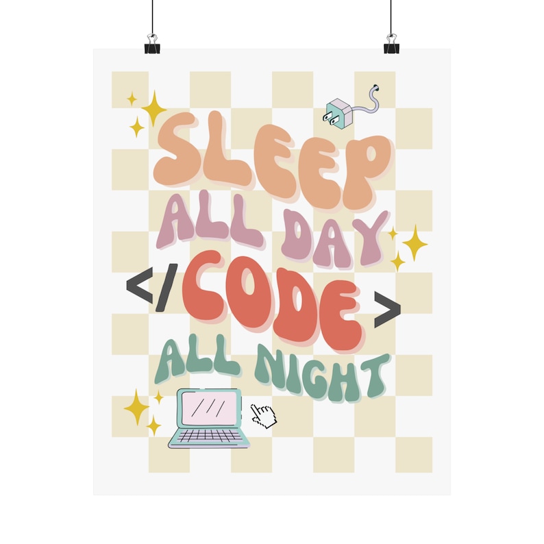 Retro Coding Poster Software Developer T For Coder Poster Groovy Coder Wall Art Programmer
