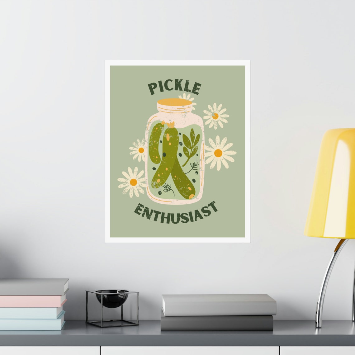 Pickle Poster for Pickle Lover Gift Funny Pickle Print Floral Pickles ...