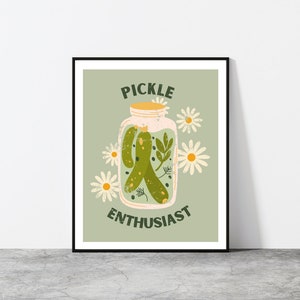 Pickle Poster for Pickle Lover Gift Funny Pickle Print Floral Pickles ...