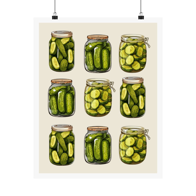 Pickle Poster for Pickle Lover Gift Pickle Jars Print Vintage Pickles ...