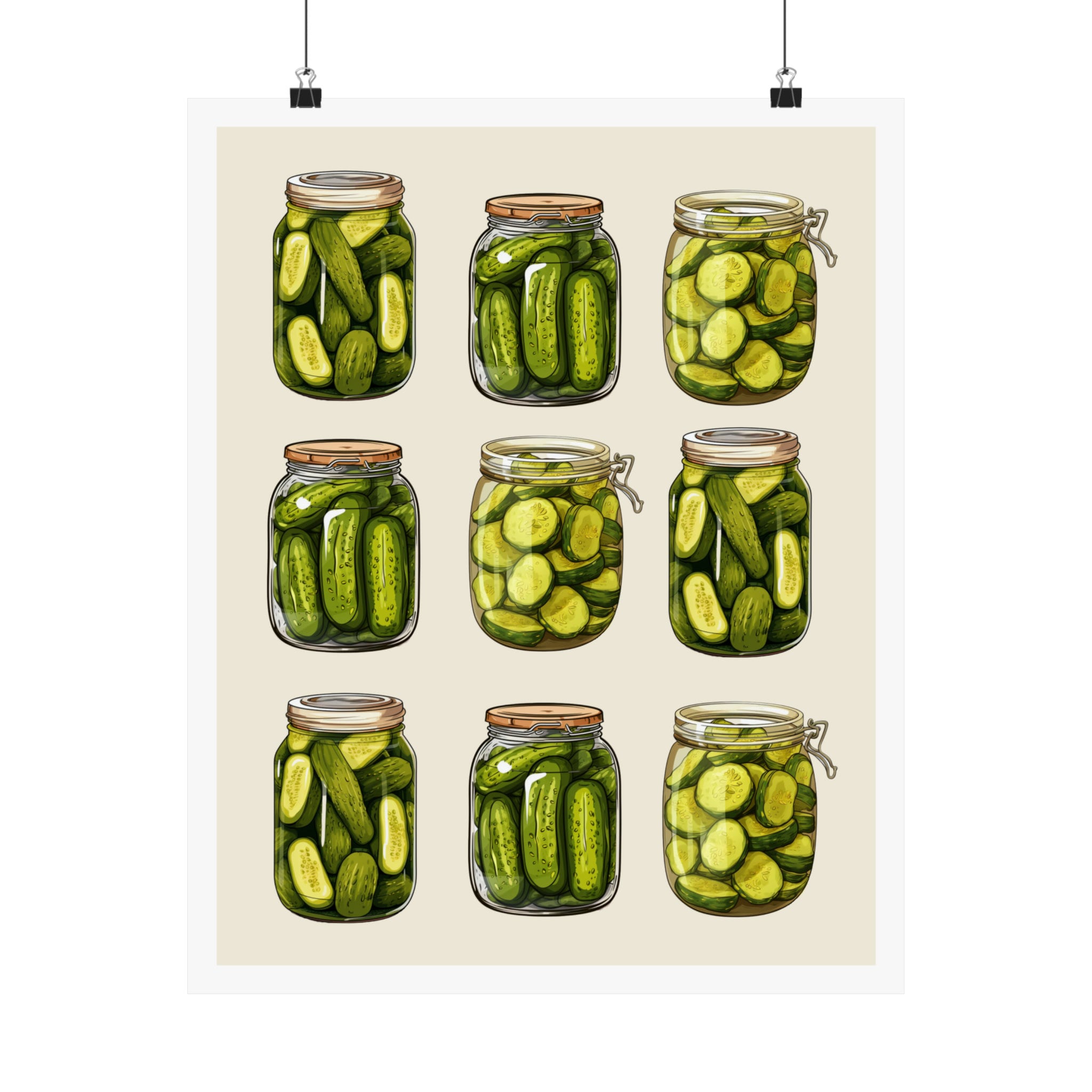 Pickle Poster for Pickle Lover Gift Pickle Jars Print Vintage Pickles ...